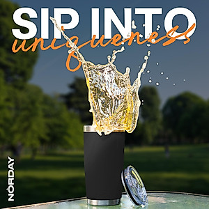 NORDAY | Tumbler Cup with Lid - 20oz - Black | Vacuum Insulated Tumbler - Travel Tumbler - Stainless Steel Tumblers - Double Wall Coffee Tumbler - Keeps Temperature up to 24hr - Anti Spill Lids