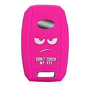 kwmobile Silicone Key Fob Cover Compatible with Kia 3-4 Button Car Key - Don't Touch My Key White/Dark Pink