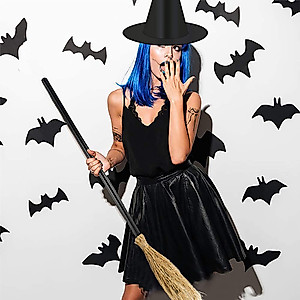 Medoore 2 Pack Halloween Witch Broom Plastic Witch Broomstick Cosplay Broom Props, Realistic Wizard Flying Broom Stick Accessory