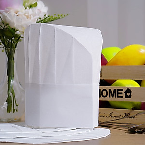 100 Pieces White Chef Hats Kids Adjustable Kitchen Cooking Chef Cap Non Woven Fabric Chef Toques Head Catering Baker Hats for Cooking Baking Barbecue Party Home School and Restaurant