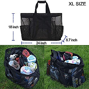GOTDYA XL Mesh Beach Bags and Totes,Extra Large Beach Bag with Zipper and Pockets,Oversized Big Beach Duffle Bag for Towels Beach Toys,Ideal for Your Family Beach/Pool Trip