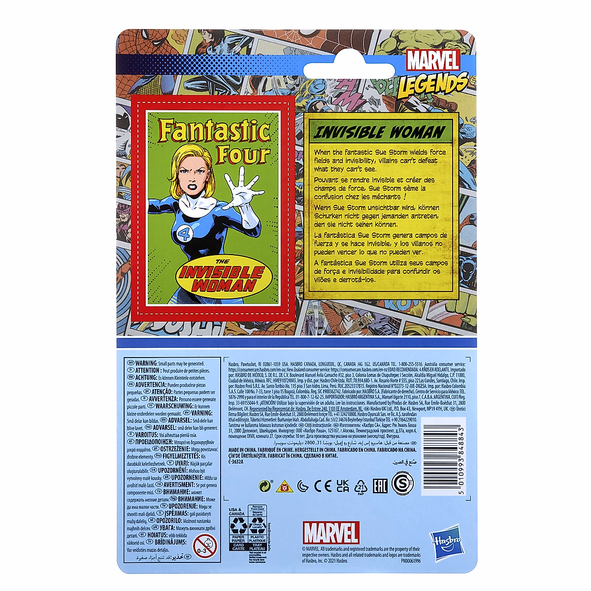 Marvel Hasbro Legends 3.75-inch Retro 375 Collection Invisible Woman Action Figure Toy, Blue