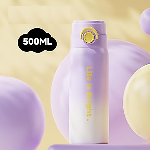 bukebro Stainless Steel Vacuum Insulated Water Bottles Leak Proof with Straw,keep warm|cool,Gifts for him|her,used in office,outdoor sports 17oz/500ml (17oz purple)