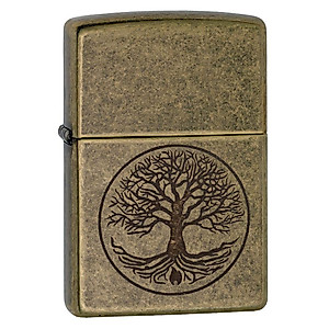 Zippo "Tree of Life Pocket Lighter, Antique Brass, One Size (29149)