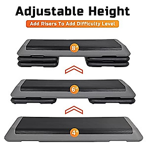 ZENY 43'' Exercise Aerobic Step Platform Adjustable Fitness Stepper with 4 Detachable Risers Fitness Workout Stepper for Home Gym Cardio Strength & Training