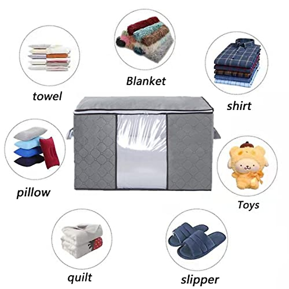 Large Clothes Storage Bag Foldable With Bed Bottom Storage Box,260l 3-Pack Clothes Storage Bag,3 Different Large Sizes For Toys, Blankets, Quilts, Clothes And Other Supplies, Gray