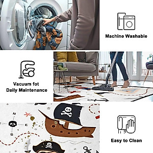 Area Rug Seamless Pattern Cute Kid boy Pirate Cartoon Child Holding Sword Entryway Runner Rug Washable Carpet Accent Home Decor Indoor Floor Mat for Living Room Boys Bedroom