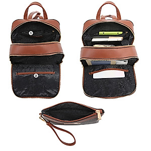 MKP Women Fashion Medium Backpack Purse (Beige and Coffee)