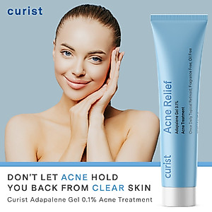 Curist Adapalene 0.1% Acne Free Gel (45gr 1.6oz 90 Day Supply - XL Tube) - Topical Retinoid Acne Medicine - Stop Acne Whiteheads Blackheads & Clogged Pores - Adapalene Retinoid Acne Treatment For Face