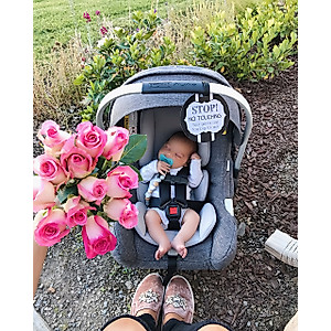 No Touching Baby Car Seat Sign for Newborn Car Seat or Stroller (Black & White)