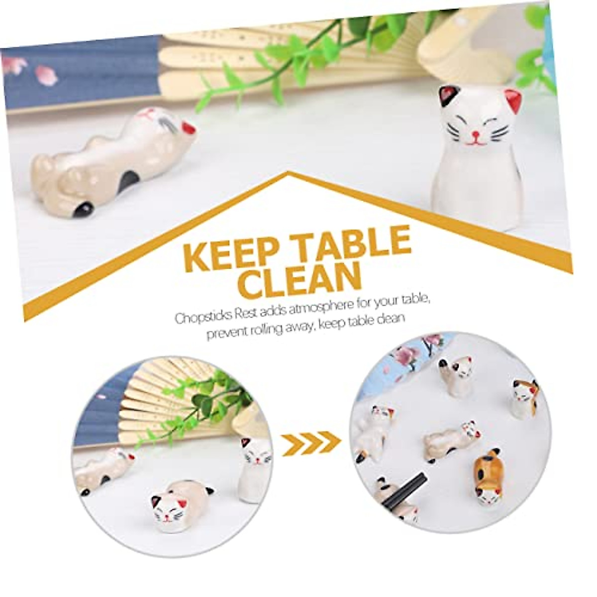 Ciieeo 6pcs Cat Chopstick Rest Chopstick Rack Pillow Ceramic Chopsticks Stand Tableware Holder Ceramic Rabbit Figurine Decorative Chopstick Rest Spoon Rest Holder Kitten Ceramics