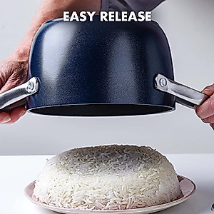 GreenPan Healthy Ceramic Nonstick, 2QT Rice Grains and Soup Maker Caldero Pot with Lid, PFAS-Free, Induction, Dishwasher Safe, Oven Safe, Blue