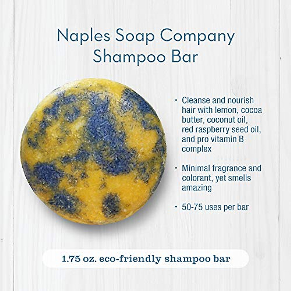 Naples Soap Company, 50-75 Use, Solid Shampoo Bar, Gentle, Eco-Friendly Haircare Helps Ensure Nourished and Healthy Hair, All Hair Types, Ocean Breeze, 1.75 oz.