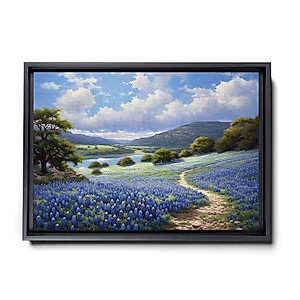 Enchanting Texas, Native Texas Hill Country Bluebonnet Landscape - Fine Art Print Mounted in a White Mat Board