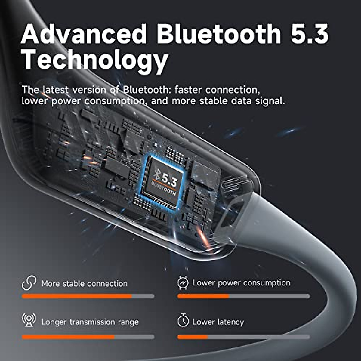 truefree Sports Earphones F1 Open-Ear Bluetooth Headphones with ENC Noise-Cancellation Mic Air Conduction Wireless Headset for Workouts and Running, 11 Hours of Music, with Headband (Black & Grey)