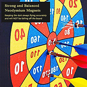 Magnetic Dart Board for Kids Adults with 12 Magnetic Darts and 8 Sticky Balls Reversible Rollup Kids Safe Dart Board Set for Boys Girls Easy Hanging Classic Dart Board Toys Indoor Outdoors Party Games