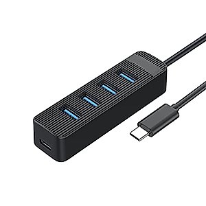 SHYPT 4 Port USB 3.0 HUB with Type C Power Supply Port for PC Laptop Computer Accessories ABS USB Splitter USB3.0 OTG Adapter (Color : Black)