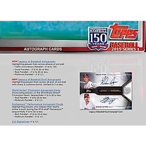 Topps 2019 Baseball Series 1 Trading Cards Relic Value Box (Retail Edition)