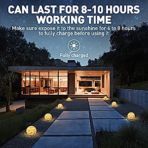 Bannad Garden Solar Lights, Cracked Glass Ball Waterproof Warm White LED for Outdoor Decor Decorations Pathway Patio Yard Lawn, 1 Globe (3.9Inch)