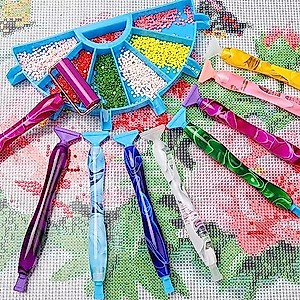 Updated Diamond Painting Pen, 13Pcs Diamond Art Pens with Screw Thread Tips, Diamond Painting Pens Tool Accessories Kit Drill Pen for Diamond Painting Art Nail Art Cross Stitch (Purple)
