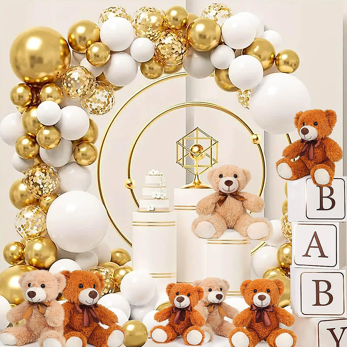 Seyomi Teddy Bears Bulk 3 Packs, Teddy Bear Stuffed Animal Plush Toy, 13.7 Inches Bear Stuffed for Wedding, Christmas, Valentine’s Day, Birthday, Light Brown