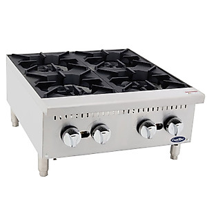 CookRite Four Burner Hot Plate Commercial Countertop Natural Gas Range ATHP-24-4 HD 24"-100000 BTU