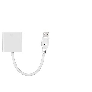 Mini USB to VGA Adapter, USB to VGA Cable Adapter Converter, USB 3.0 to VGA Adapter Cable for Computer (White)