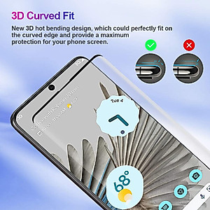UIYTRAESTING [2+2 Pack] for Google Pixel 7 Pro Screen Protector Include 2 Pack Tempered Glass +2 Camera Lens Protector,9H Hardness,3D Curved 5G