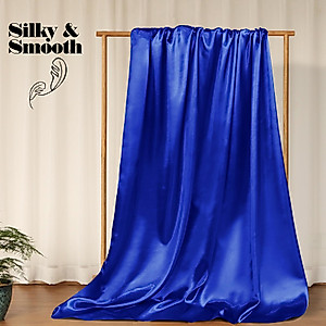 DLCFLF Royal Blue Satin Fabric by The Yard, 2 Yards Charmeuse Satin Fabric 60 Inch Wide, Silky Satin Fabric for Bridal, Wedding, DIY Crafts, Sewing, Costumes, Shiny Cloth Fabric