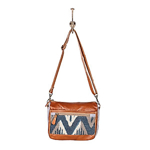 Myra Bags Indigo Charm Canvas, leather & Rug Crossbody Bag S-1919