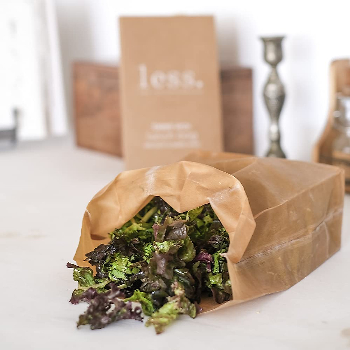 Less. Reusable Beeswax Lunch Bags, Size M (sandwich) Zero Waste Cotton Lunch Wrap, Plastic Free Alternative Storage Bag
