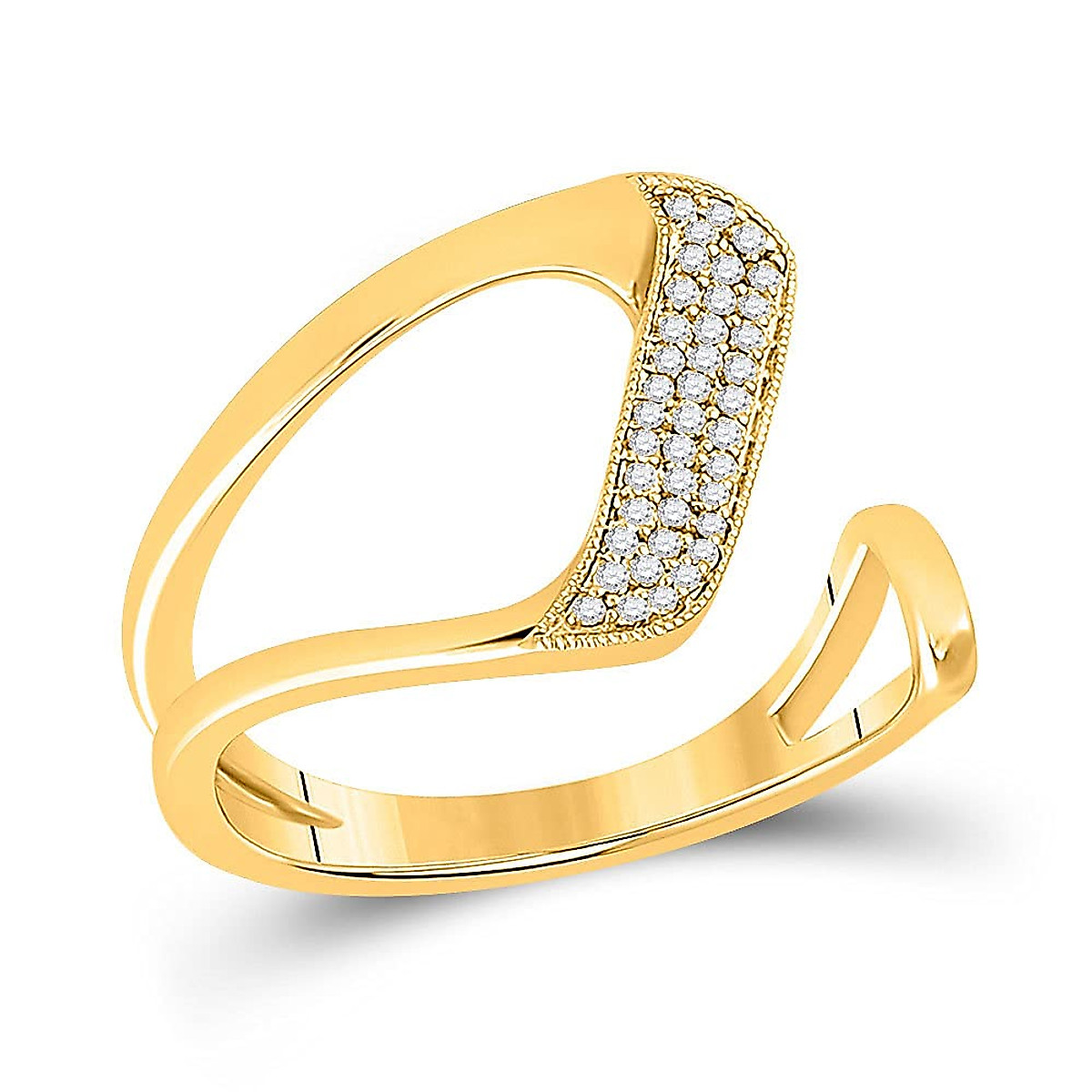 The Diamond Deal 14kt White Gold Womens Round Diamond Geometric Fashion Ring 1/6 Cttw