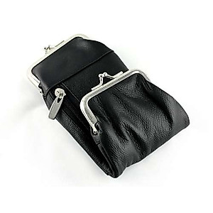 Skyway Gianni Leather Cigarette Case for Women 100's Pack Holder with Lighter Holder Coin Purse Pouch - Black