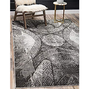 Unique Loom Sofia Collection Area Rug - Albert (9' x 12' 2", Dark Gray/ Gray)