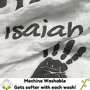 KEMINA BLANKETS Organic Baby Swaddle Blanket for Baby Boy Girl, Newborn Nursery Blankets, Silky Muslin Receiving Blanket, Baptism Gifts for Boys and Girls Baby Shower,47x47,Isaiah 49:16