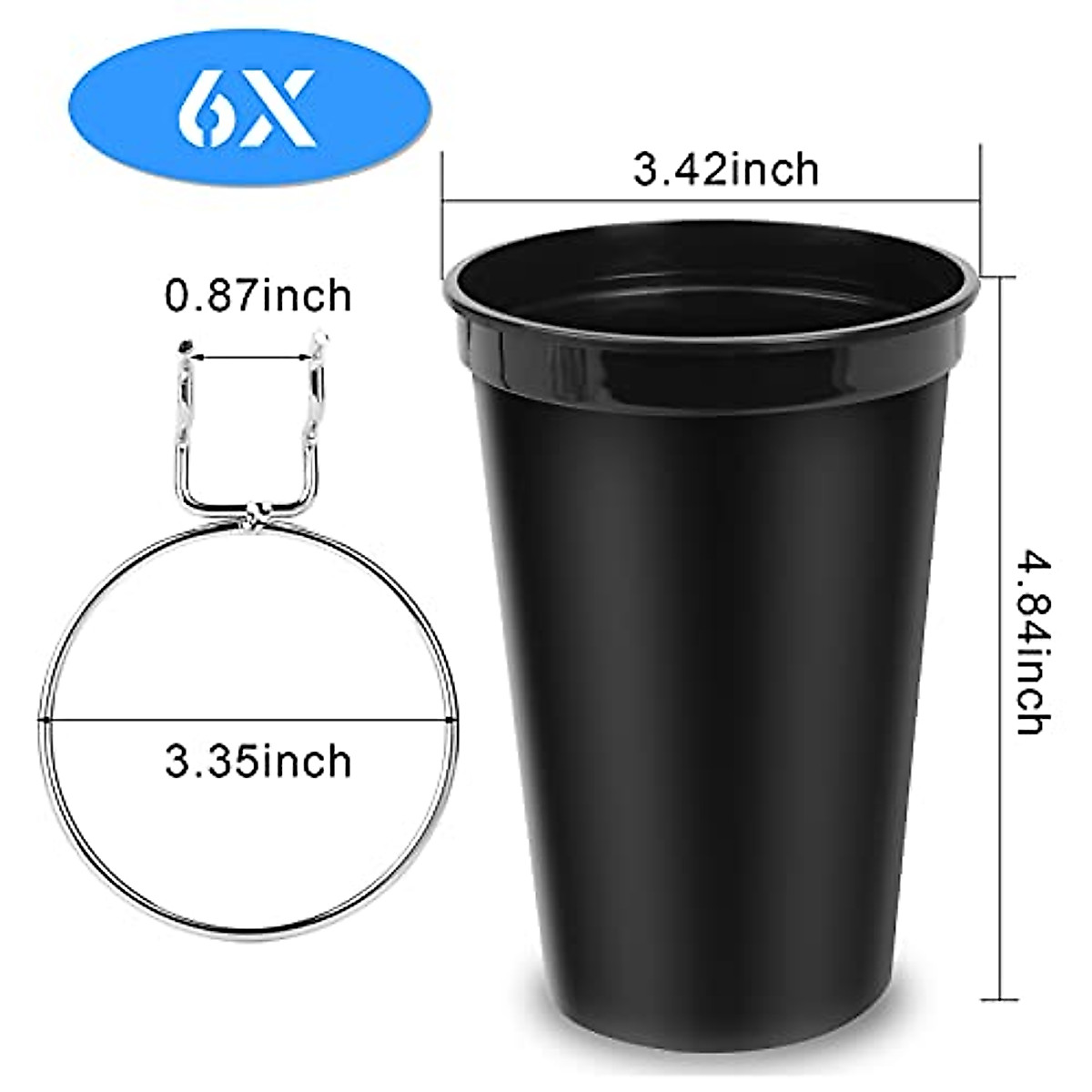 Pegboard Bins with Rings 6 Sets, Pegboard Ring Styles Hooks, Pegboards Cups Holder for Accessories, Pencils, Craft Tools, and Other Assortments Organizing (2021 Black)