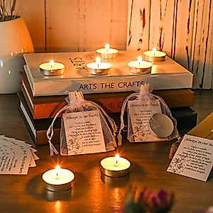 Coume 50 Set Funeral Favors Memorial Tealight Candles Unscented White Candles Funeral Gift Candles with Condolence Bereavement Cards and Organza Bags for Guest Furneral Party (Minimalist)