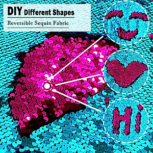 Reversible Sequin Fabric 1 Yard Long Mermaid Fabric by The Yard Turquoise to Hot Pink Two Tone Change Color Fabric Flip Sequins Fabric for Sewing Dress/Cloths/Tablecloth