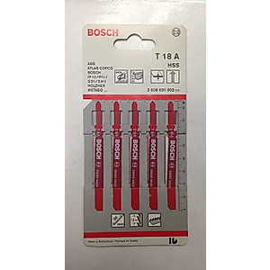 Bosch T18A 1-7/8" 24 TPI HCS Bosch Shank Jigsaw Blade 5 Pack