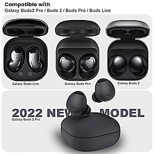 HALLEAST for Galaxy Buds 2 Pro Case 2022/ Galaxy Buds 2 Case 2021/ Galaxy Buds Pro Case 2021/ Galaxy Buds Live Case 2020, TPU Cover Metal Alloy Carrying Case with Carabiner, Black Graphite