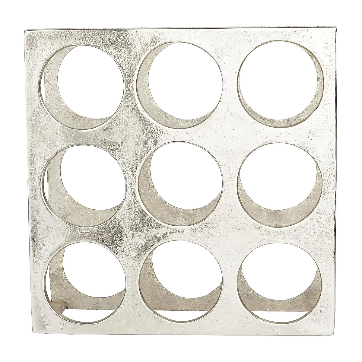 The Novogratz Aluminum 9 Bottle Wine Rack, 16" x 8" x 16", Silver