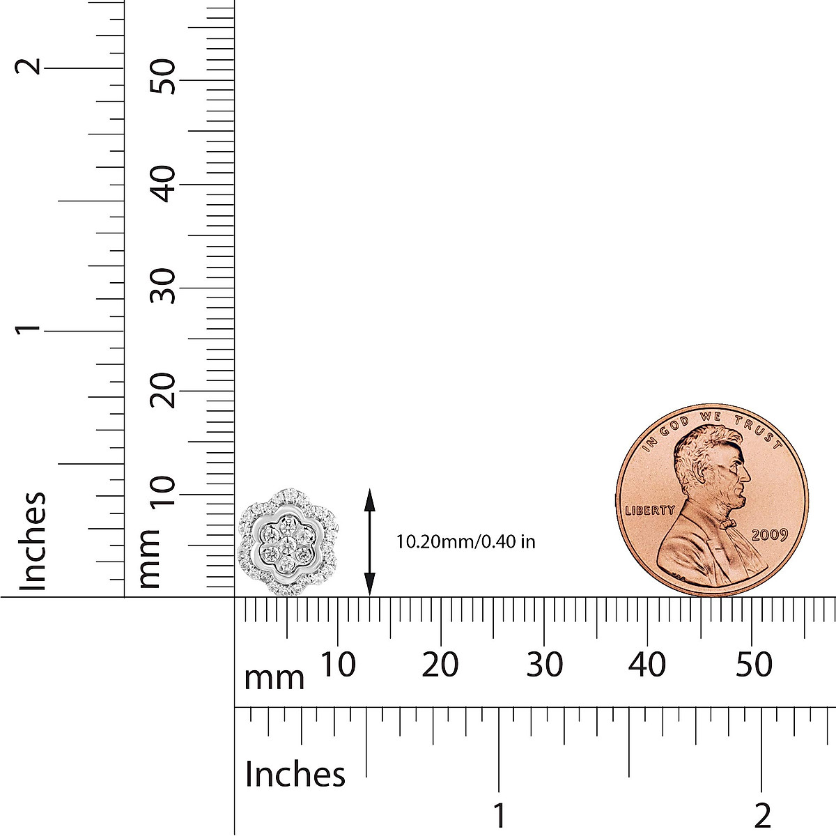 1/2Cttw Natural Diamond Cluster Stud Earrings Set in 925 Sterling Silver