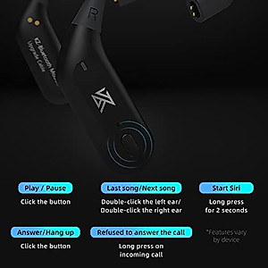 KZ AZ09 PRO Bluetooth 5.2 Module IEM Bluetooth Adapter Waterproof Ear Hook Extra Long Battery Life Bluetooth Cable for ​KZ ZS10 PRO/ZSN Pro X/ZSN PRO/ZEX PRO/AS16/ZAX/DQ6 /CCA CA16 /C12/CRA(C pin)