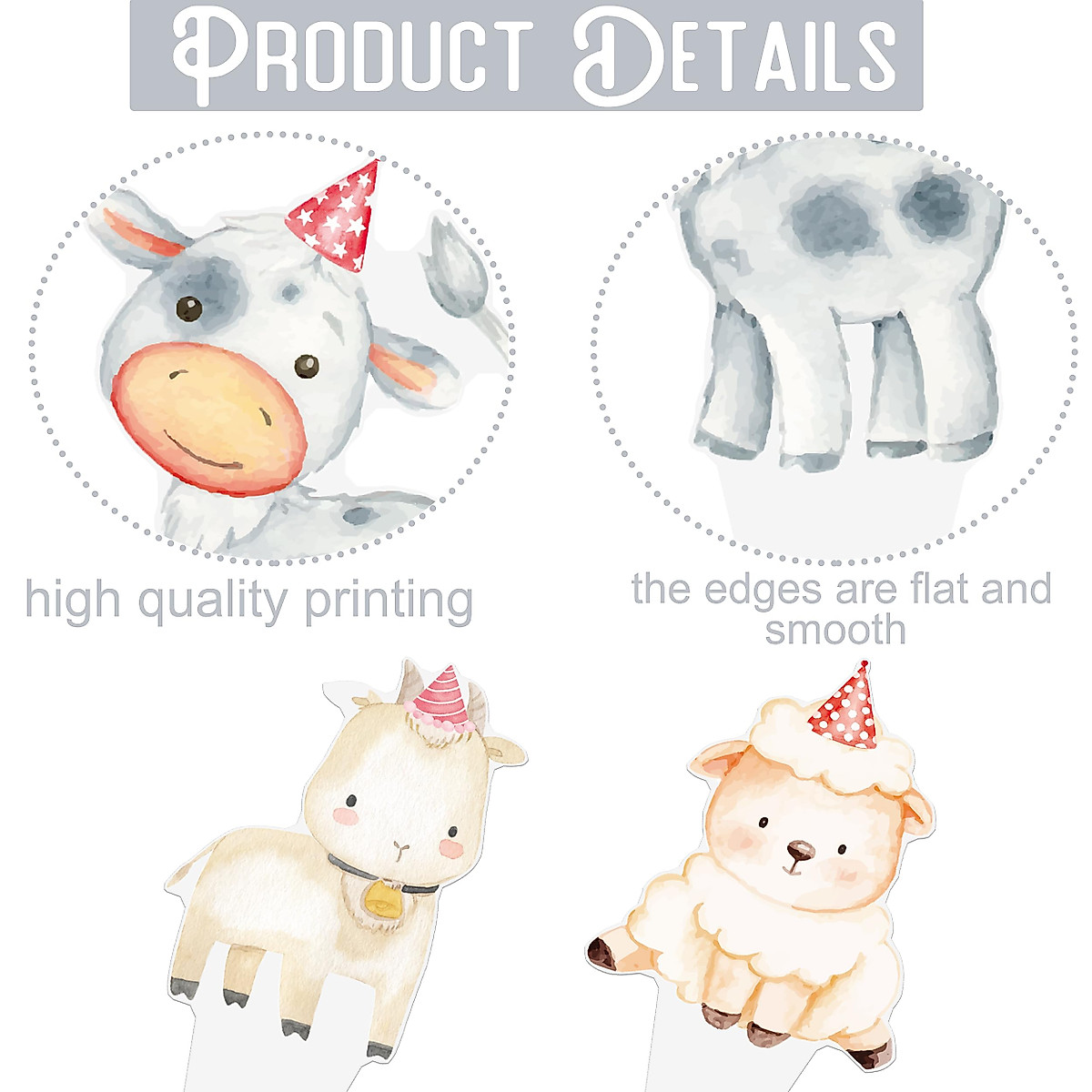 48Pcs Farm Animal Cupcake Toppers Farm Birthday Party Decoration Farm Theme Cupckae Toppers for Barnyard Party Farm Animal Birthday Baby Shower Supplies