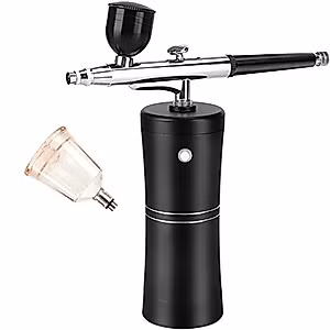 Airbrush Kit, Titoe Portable Handheld Mini Airbrush Compressor Set Kit with Air Brush Spray Gun for Makeup, Cake Decoration, Model Coloring, Manicure, Tattoo, Art Drawing(Black)