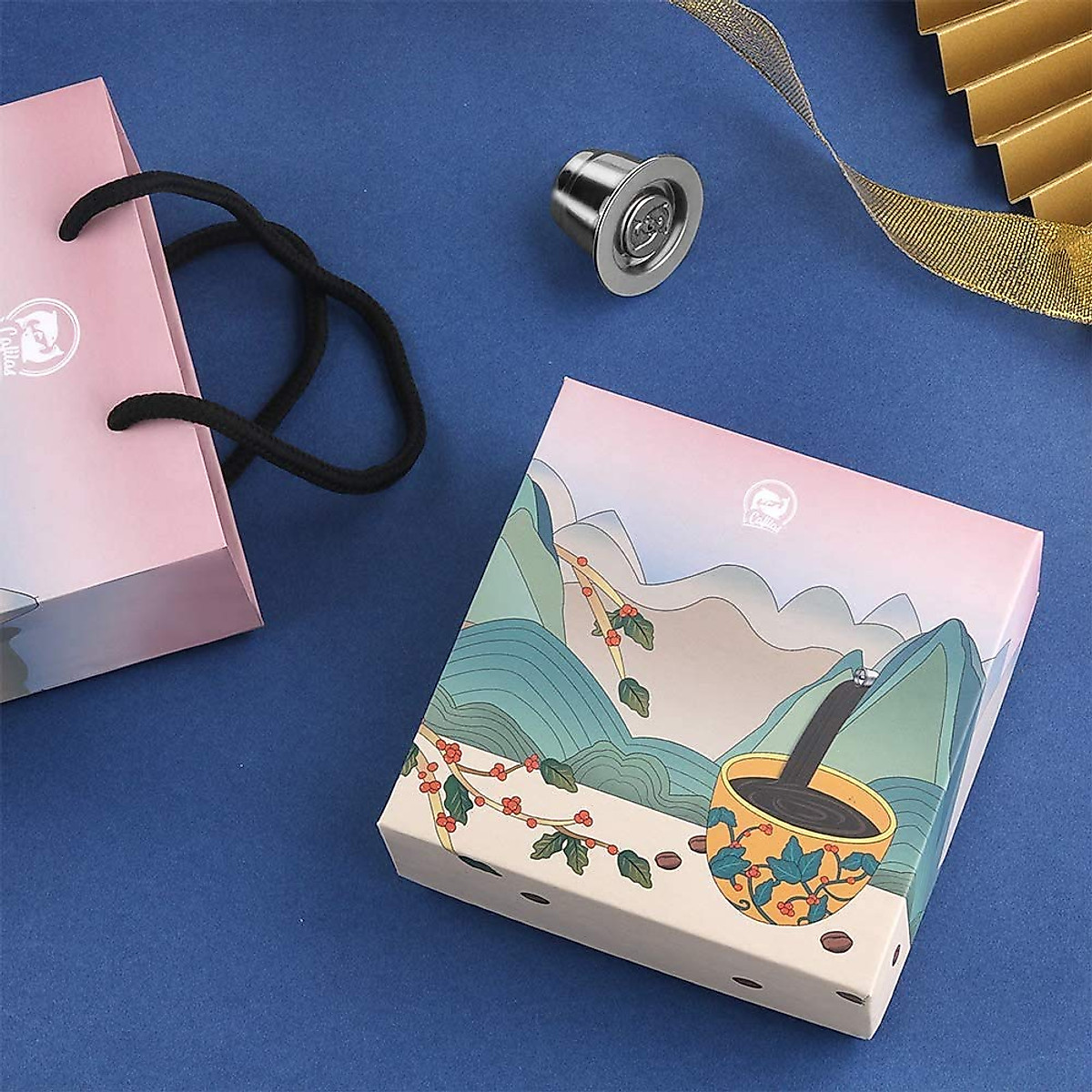 Refillable Coffee Capsule made of Stainless Steel for Refilling - Reusable Refill Capsules for Nespresso Machines Espresso Capsule with Tamper (Gift Set (1 Pod,1 Tamper)