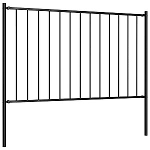 Fence Panel with Posts Powder-Coated Steel,Garden Fence,Steel Fence Panel,Outdoor Residential Fencing for Yard and Garden, Multi-Purpose Metal Animal Fence 5.6'x4.1' Black