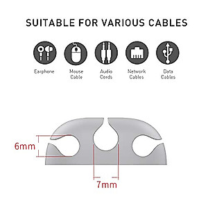 Delidigi 6 Pack Cord Holder Clips for Desk, Strong Adhesive Wire Cable Organizer Keeper for Organizing USB Charging Cable Home Office and Car (Grey)