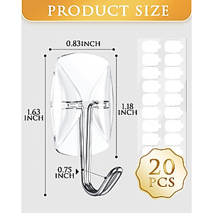 ispneay Small Hooks for Wall No Damage: 20 Pack Adhesive Wall Hooks for Hanging with Strips - Clear Waterproof Sticky Utility Hooks Wire Toggle Hooks for Key Dorm Decor Kitchen Home Office Christmas