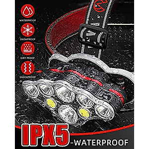 Victoper Rechargeable Headlamp, 8 LED 18000 High Lumen Bright Head Lamp with Red Light, Lightweight USB Head Light, 8 Mode Waterproof Head Flashlight for Outdoor Running Hunting Hiking Camping Gear